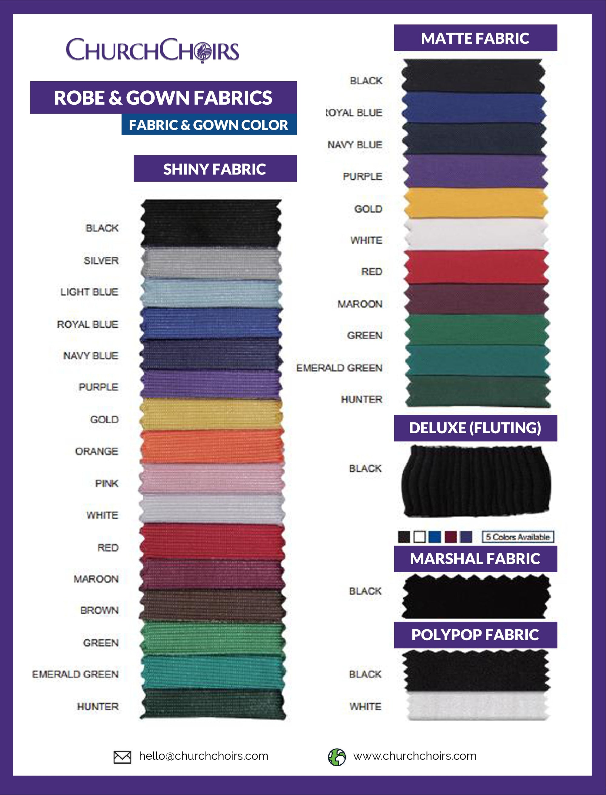Choir Robes Size And Color Charts | ChurchChoirs.com – Church Choirs